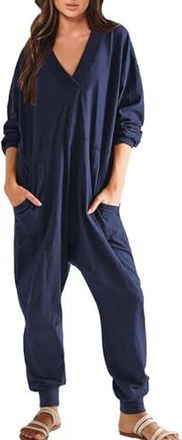 Generic Body pour femme &agrave; manches longues - Combinaisons pour femmes sans capuche - Combinaison ample &agrave; col en V surdimensionn&eacute;e - Combinaison ample surdimens