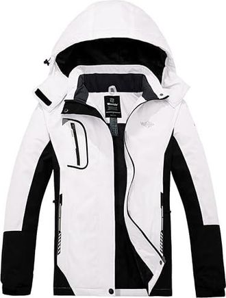 Wantdo Femme Blouson de Ski Hiver Imperm&eacute;able Veste Isolant Chaude Veste de Sport Voyage avec Capuche Amovible Veste de Snowboard Parka Montagne Beige XL