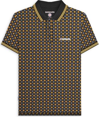 Lambretta Herren-Poloshirt, Retro, geometrisch, kurz&auml;rmelig, 7164, Schwarz, Schwarz, 4XL