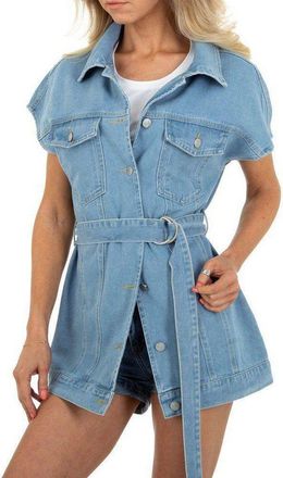 Ital-Design Jeansjacke Damen Freizeit Hemd Jeansstoff Jeansjacke in Blau