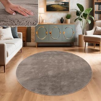 Paco Home Tapis Salon Fausses Fourrures Doux Lavable Moderne &Eacute;l&eacute;gant Facile &Agrave; Entretenir Effet Fourrure Uni Brillant Douillet &Agrave; Poils Courts, Dimension:200 cm R