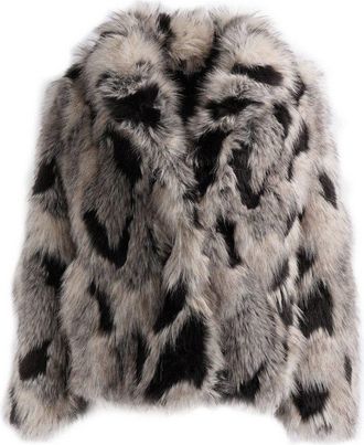 Passioni Fellimitatjacke Jacke in flauschiger Kunstfell-Optik volumin&ouml;ses Kunstfell, Jaguarmuster