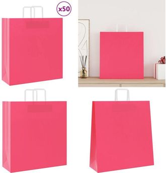 vidaXL Vidaxl - Papiertragetaschen 50 Stk. mit Henkeln Rosa 45x17x48 cm