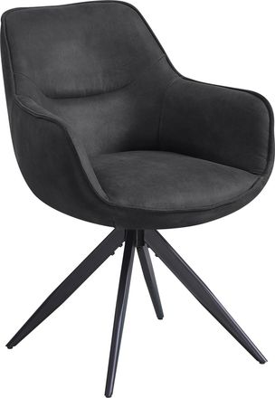 CARRYHOME Armlehnstuhl, Dunkelgrau, Metall, Textil, Drehkreuz, 64x86x63 cm, Sitzfläche 360° drehbar, Esszimmer, Stühle, Esszimmerstühle, Armlehnenstühle