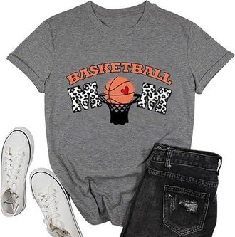 Generico T-shirt d&eacute;t&eacute; d&eacute;contract&eacute; en coton &agrave; manches courtes et col rond pour femme, gris, XXL