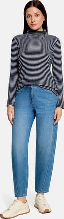 Betty Barclay Sweatshirt BETTY BARCLAY Damen langarm, Damen, Gr. 36, dunkelblau, wei&szlig;, Jersey, Obermaterial: 66% Viskose, 30% Polyester, 4% Elasthan, Basic, figurum