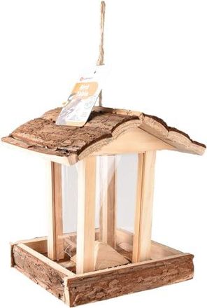 Flamingo Vogelfuttersilo Jaro - Premium-Qualität - wetterfestes Holzdesign 18x17,5x20,5cm