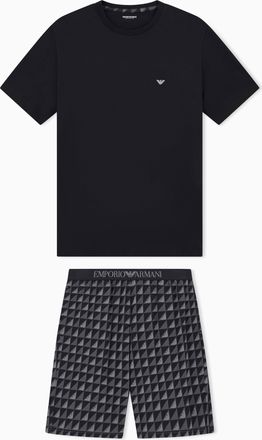 Emporio Armani Herren Classic Pattern Short Pajamas Pyjamaunterteil, Schwarz, L