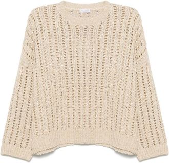 Brunello Cucinelli Paillettenverziertes Beiges Pullover - - Knitwear - Damen - Beige - M