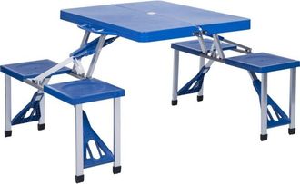 KingCamp Kingcamp - Campingtisch f&uuml;r 4 Personen mit Bank Kofferform - Ma&szlig;e: 85 x 65 x 65 cm