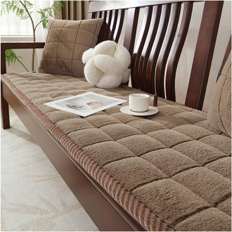 Generic Plüsch Sofa Bezug Sofa Bezug 1 2 3 4-Sitzer, Sofaschoner rutschfest Sofa Überzug Ecksofa Waschbar Couchschoner Dicker Rutschfestes Fensterkissen(Braun