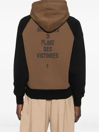 Ami Cotton Colorblock Hoodie - Brown