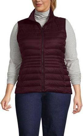 Lands End Daunenweste WANDERWEIGHT Verstaubar Ultraleicht, Damen, Größe:48-50 plus, Rot, Nylon, by Lands End