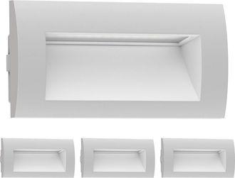 LEDs Com 4 Stück LED Wandeinbauleuchte ZIBAL, Downlight für außen, IP65 matt, 140 x 70mm, 3,3 W, 209lm, warmweiß