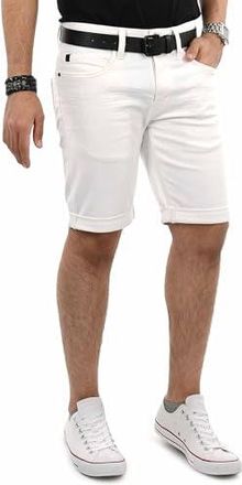 Indicode B797 - Jean court pour homme (S-3XL) - Coupe droite - Pantalon stretch - 98 % coton - L&eacute;ger et respirant, Blanc., XL
