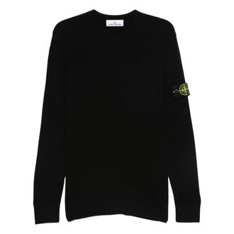 Stone Island Wollpullover mit Rundhalsausschnitt - - Knitwear - Herren - Schwarzk - XL