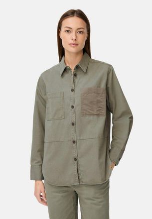 Camel Active Langarmbluse Overshirt aus Baumwoll-Lyocell-Mix Langarm unifarben