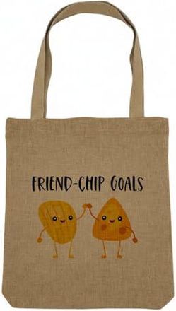 Fabulous Sac Shopping Tote Bag Aspect Lin - Friend-Chip Goal Jeux de Mots Nourriture Street Food Snack - Sac de Courses Toile Epaisse 360g Beige Naturel Cabas 