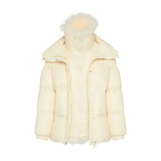 Yves Salomon Femme, Vestes, Beige, Taille: 42 FR Veste mi-longue en duvet