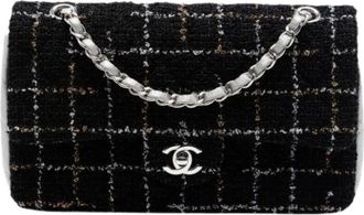 Chanel Sac bandouli&egrave;re &agrave; rabat en tweed matelass&eacute; Pre-owned - Femme - Pre-owned - Noir - Taille: ONE Size