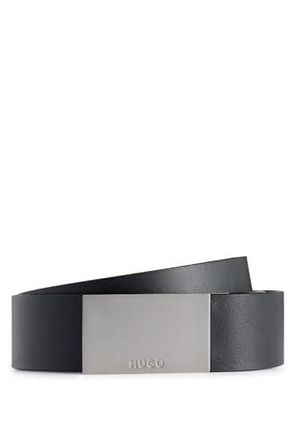 HUGO BOSS Hommes Gand Sz35 Ceinture en cuir italien avec boucle plate &agrave; logo