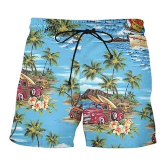 Generic Short de bain pour homme - Short de plage d&eacute;contract&eacute; confortable et ample imprim&eacute; &agrave; manches courtes pour homme - Pantalon l&eacute;ger pour les vacances, bl