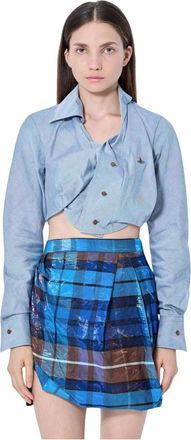Vivienne Westwood Femme, Blouses et Chemises, Bleu, Taille: 38 FR Chemise Courte D&eacute;structur&eacute;e