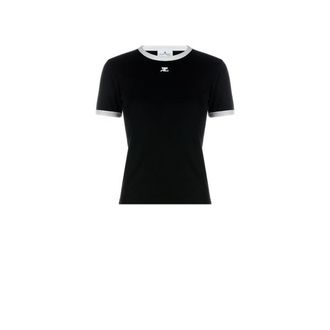 Courrèges Baumwoll-T-Shirt - Schwarz