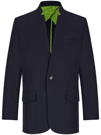 Shanghai Tang blazer en laine &agrave; col montant - Bleu