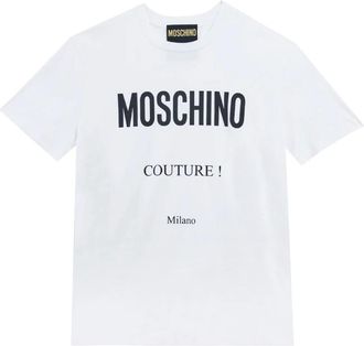 Moschino Homme, Tops, Blanc, Taille: 2XL Label T-shirt
