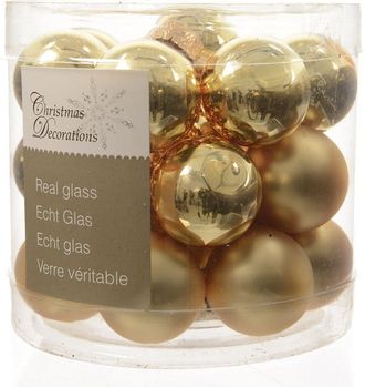 Kaemingk Weihnachtskugeln Mini 2,5cm Glas Glanz/matt 24 Stück Gold
