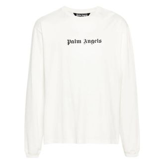 Palm Angels Homme, Tops, Blanc, Taille: XL T-shirt en Coton avec Logo Imprimé