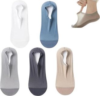Generic Zeanaturals Ultra Slim Liner Non Slip No Show Socks, No See Chaussettes pour Femmes Hommes Doux Respirant Glace Soie Chaussettes 2025 Nouveau, 5 paire