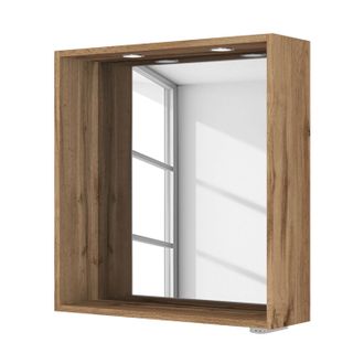 Casa home24 Spiegel 60 x 64 x 18cm Braun/Wotaneiche Dekor Spanplatte, beschichtet 60 x 64 x 18cm