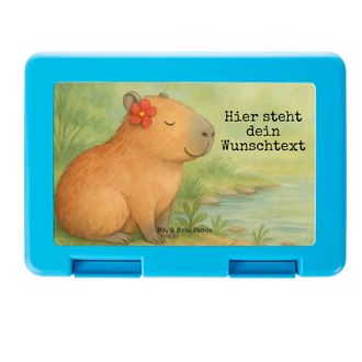 Mr. & Mrs. Panda Personalisierte Brotdose Capybara Blume Design - Geschenk, Lunchbox Mit Namen, Aufbewahrungsbox, Vesperdose, Lustige Spr&uuml;che, Personalisiert, Brotb&uuml;ch