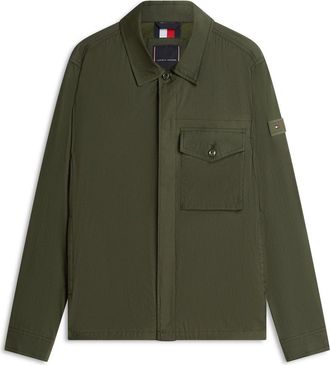 Tommy Hilfiger Superleichtes Overshirt aus recyceltem Material mit Logo-Aufn&auml;her in