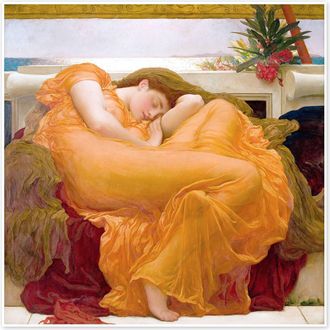 Posterlounge Flammender Juni Poster von Frederic Leighton 20 x 20 cm Orange Wandbilder Wanddeko