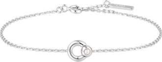 Ania Haie Damen Armband Hoop aus 925 Sterling Silber, verziert mit einer S&uuml;&szlig;wasserperle, L&auml;nge: 16,5 cm + 2 cm Verl&auml;ngerung, inkl. Geschenkverpackung