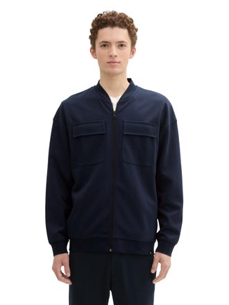 Tom Tailor Herren 1043508 Relaxed Fit Bomber Sweatjacke mit Brusttaschen, 10668-Sky Captain Blue, M