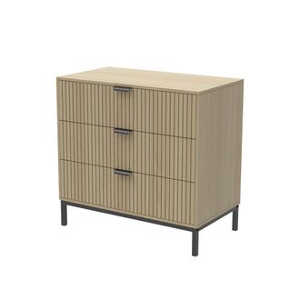 Vicco Kommode Lennox, Kommodenschrank, Eiche, 72 x 69 cm mit 3 Schubladen