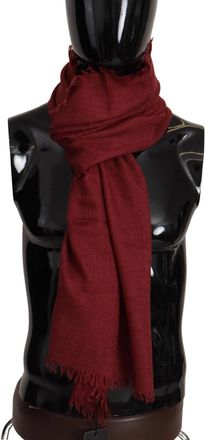 Dolce & Gabbana Mens Red Dg Crown Cashmere Silk Shawl Fringe Wrap Scarf