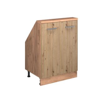 Vicco K&uuml;chenschrank f&uuml;r Dachschr&auml;gen R-Line, Artisan-Eiche/Goldkraft Eiche, 60 cm mit 2 T&uuml;ren