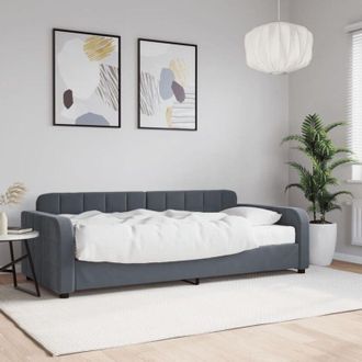 vidaXL Tagesbett mit Matratze Dunkelgrau 90x200 cm Samt Vidaxl