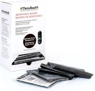 Theraband TheraBand Original Fitnessband Schwarz | 30 St. x 1,50m | Widerstandsb&auml;nder | Terrab&auml;nder | Gymnastikband | Stretchband | Heimtraining, Krafttraining,