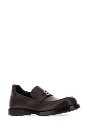 Balenciaga Womens Dark Brown Leather Comfy Loafers Moka-Silver Mocassini Moka/silver