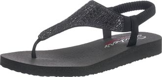 Skechers Damen Meditation Rock Crown Knöchelriemchen Sandalen, Black Mitobuck/Rhinestone Trim, 37 EU