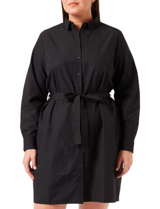 Pieces Damen Pcnika Ls Shirt Tie Dress Noos Bc Qx, Schwarz, 48 Große Größen