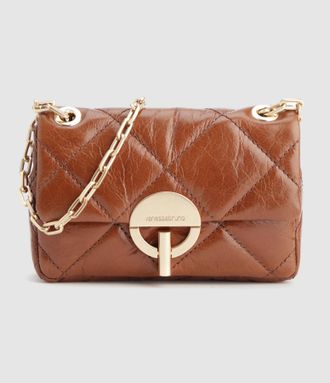 Vanessa Bruno Moyen Sac Moon Cuir Verni Havane