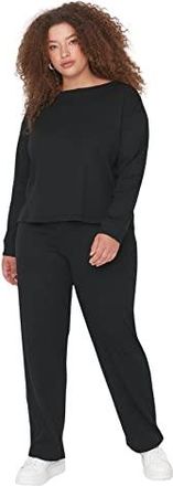 Trendyol Women Plain Knit Blouse-Pants Plus Size Pajamas Set Pyjamas, Black, 3XL (Lot de 2) Femme