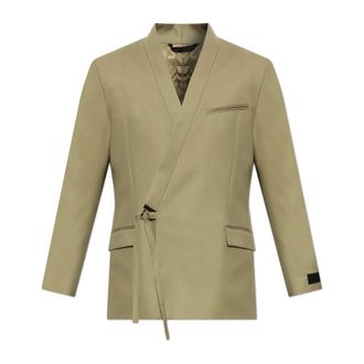Kenzo Homme, Vestes, Vert, Taille: 2XL Blazer en laine avec une seule fente